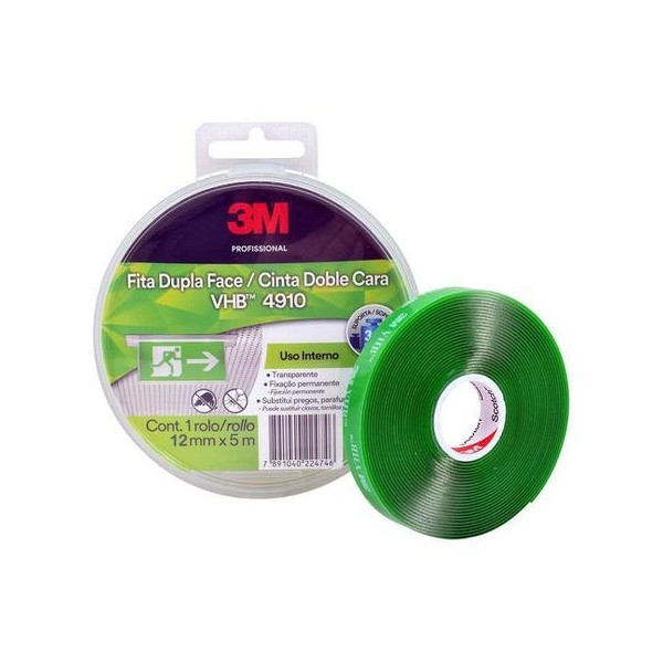 Autocores | 3M FITA DUPLA FACE 12X5 VHB VERDE CX PLAST